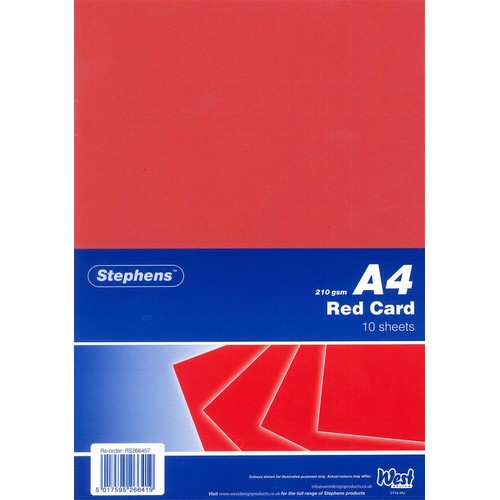Stephens Coloured A4 210gsm Card (10 Sheets)