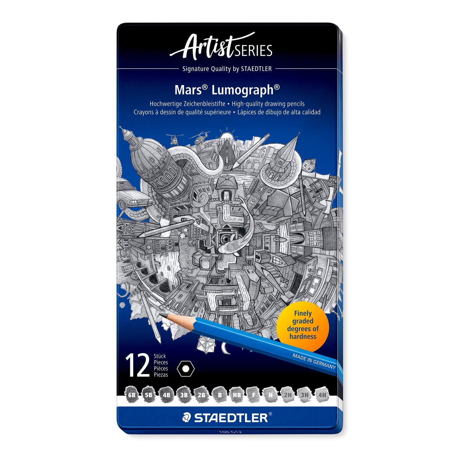 Staedtler Mars Lumograph 100 - Tin of 12 Assorted Degrees